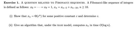 Solved Exercise A QUESTION RELATED TO FIBONACCI Chegg Com