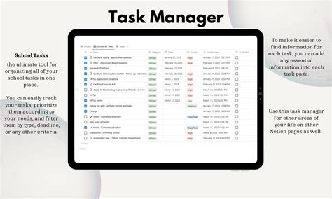 Notion School Dashboard School Calendar And Tasks Etsy