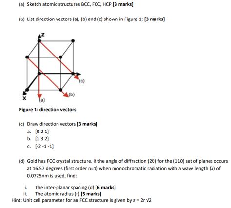 Solved A Sketch Atomic Structures BCC FCC HCP 3 Marks Chegg Com