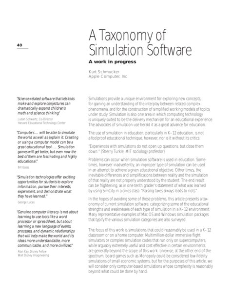 A Taxonomy Of Simulation Software