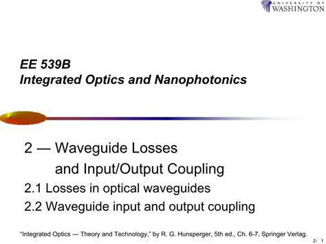 Pdf Waveguide Losses And Input Output Coupling Dokumentips