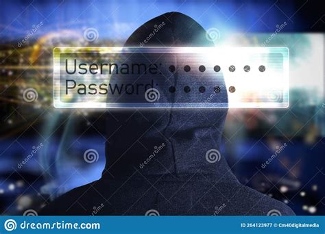 Hacker In Front Of High Technology Computer Monitors Hacking Into