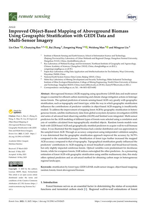 Pdf Improved Object Based Mapping Of Aboveground Biomass Using Geographic Stratification With