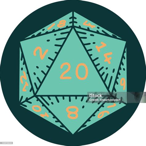 자연 20 D20 주사위 롤 아이콘 굴리기에 대한 스톡 벡터 아트 및 기타 이미지 굴리기 문신 미술품 Istock