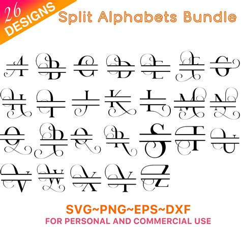 Split Monogram Alphabet Svg Dxf Png Split Monogram Frame Alphabet