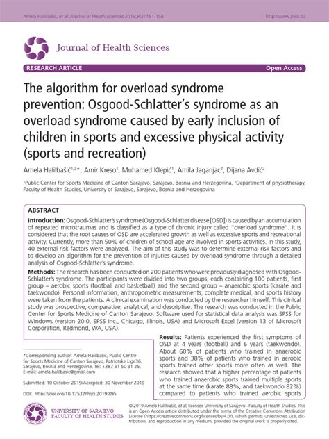 The Algorithm For Overload Syndrome Prevention Osgood Schlatter S Pdf