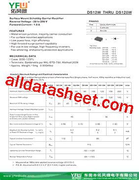 DS W Datasheet PDF DONGGUAN YOU FENG WEI ELECTRONICS CO LTD