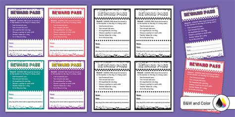 Positive Behavior Reward Passes For 6th 8th Grade
