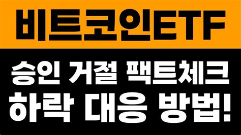 비트코인 Etf 승인 거절 팩트 체크와 하락 대응 방법 Youtube