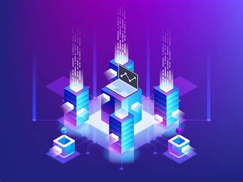 Premium Vector Server Room Rack Blockchain Technology Token Api Access Data Center Cloud