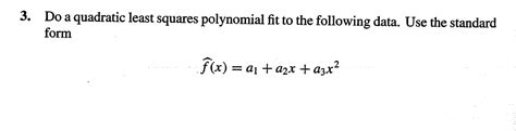 Solved Do A Quadratic Least Squares Polynomial Fit To The Chegg