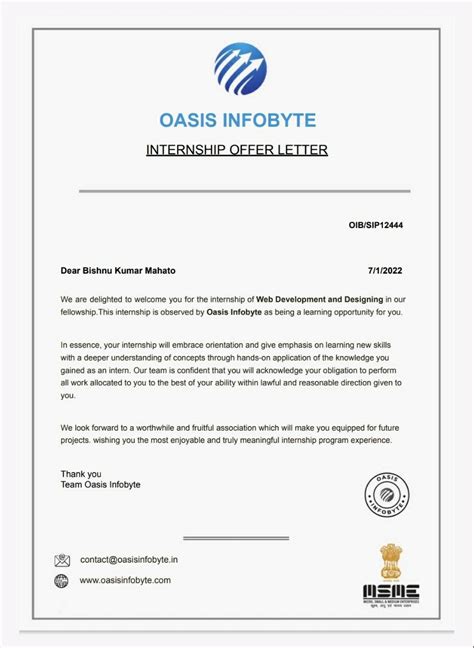 Bishnu Kumar Mahato On Linkedin Oasisinfobyte Intershipopportunity