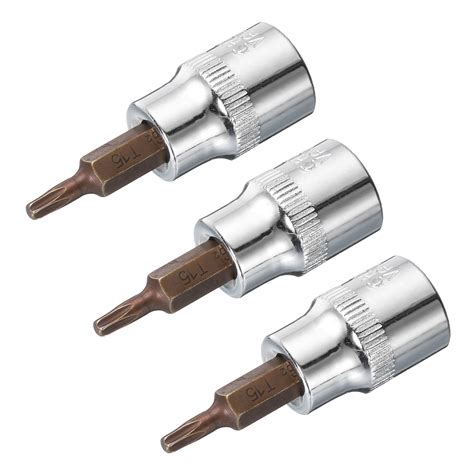 Uxcell 3 8 Drive X T15 Torx Bit Socket S2 Steel Bits Cr V Sockets 48mm Length For Hand Use