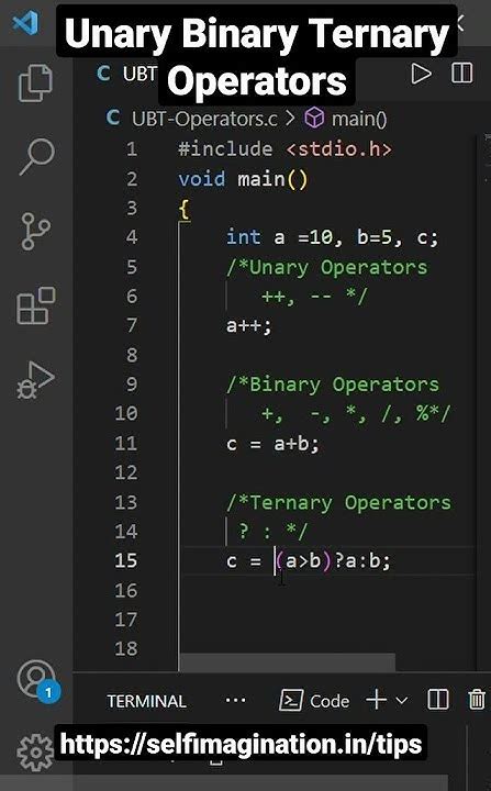 Unary Binary Ternary Operators Programming Language Youtube
