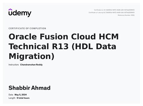 I Want To Share That I Have Completed Oracle Fusion Cloud Hcm Technical Hdl Data Migration