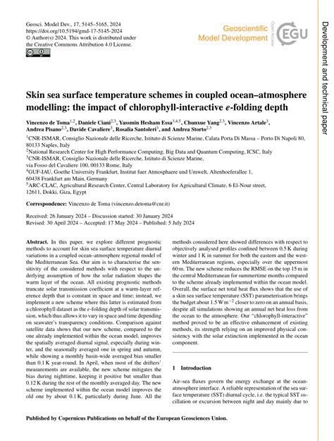 Pdf Skin Sea Surface Temperature Schemes In Coupled Oceanatmosphere