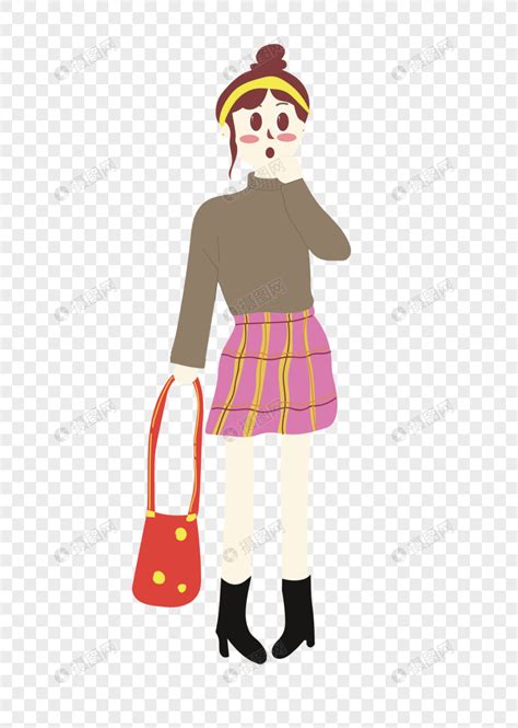 提包女孩插画元素素材下载 正版素材401233594 摄图网