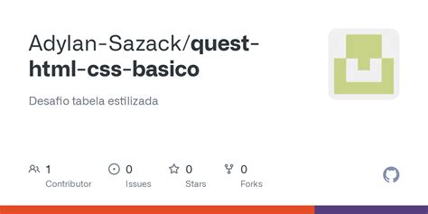 GitHub Adylan Sazack Quest Html Css Basico Desafio Tabela Estilizada