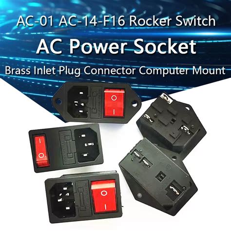 AC 01 AC 14 F16 Electrical Power Socket 250V Rocker Switch Brass 10A Inlet Plug Connector