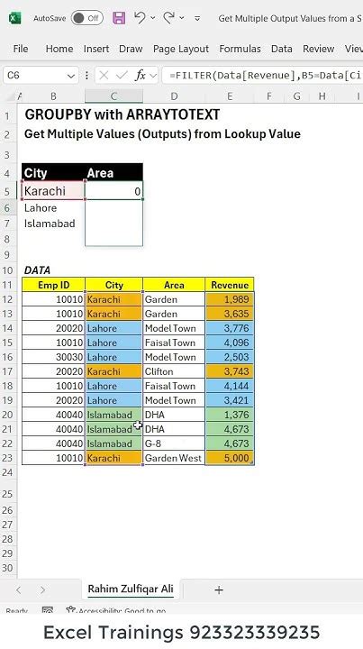 Groupby With Arraytotext Get Multiple Values Outputs From Lookup Value In Excel Youtube