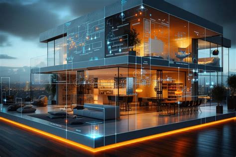 Smart Home Concept D Render Featuring Interactive Map Display Stock Illustration Illustration