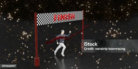 결승선으로 달리는 남자 최우수상 성공 3d 일러스트 레이 션 1위에 대한 스톡 사진 및 기타 이미지 1위 3차원 형태 Championship Istock