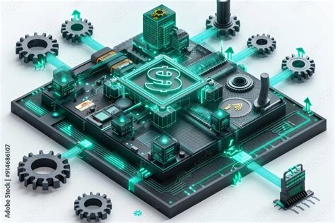 High Tech Circuit Board With Interconnected Components Representing The Complex And Integrated