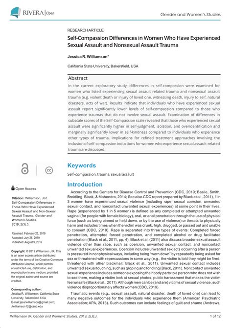 PDF Self Compassion Differences In Women Who Have Experienced Sexual Assault And Nonsexual