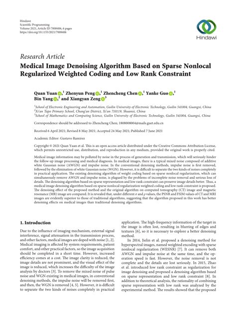 pdf medical image denoising algorithm based on sparse nonlocal