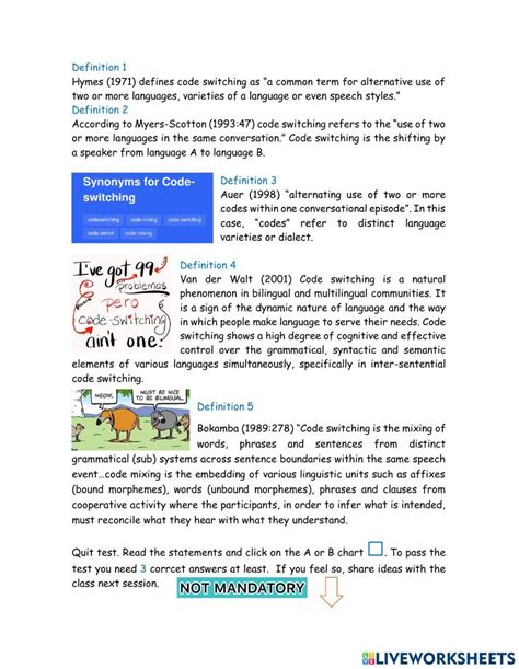 Code Switching Free Interactive Worksheets 1183312
