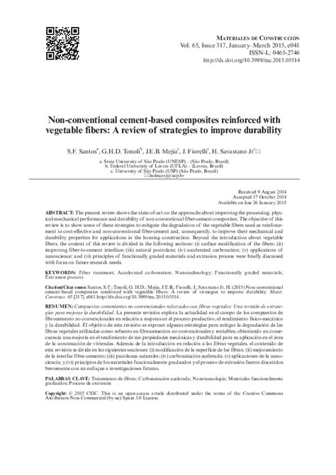 Pdf Non Conventional Cement Based Composites Reinforced With Vegetable Fibers A Review Of