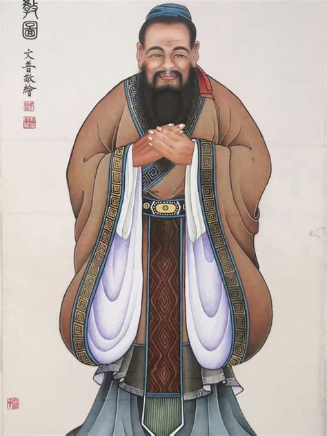孔子图，孔子像，工笔画人物画 度小视