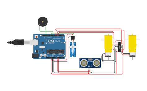Circuit Design Obstacle Avoiding Car Tinkercad