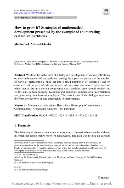 how to grow it strategies of mathematical development presented by the example of enumerating