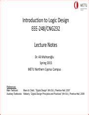 Logic Design LP6 Pdf Introduction To Logic Design EEE 248 CNG232 Lecture Notes Dr Ali