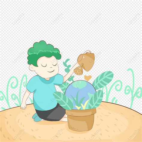 지구에 물을 마시는 소년 Png 일러스트 무료 다운로드 Lovepik