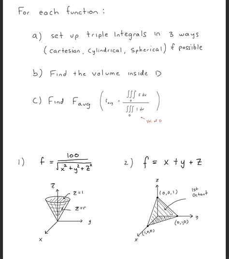 Solved For Each Function A Set Up Triple Integrals In Chegg Com