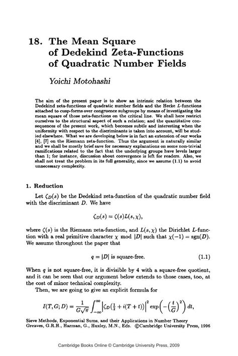 The Mean Square Of Dedekind Zeta Functions Of Quadratic Number Fields Chapter 18 Sieve