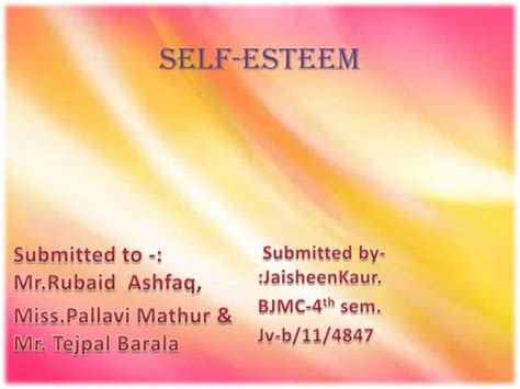 Self Esteem Presentation Ppt