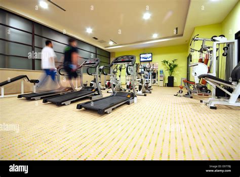 Man Running On Treadmill In Gym Stock Photo Alamy