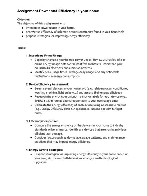 Power And Efficiency Assignment 1 Pdf Efficient Energy Use