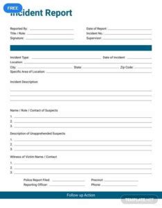 Incident Report Template In Google Docs Word Template Incident