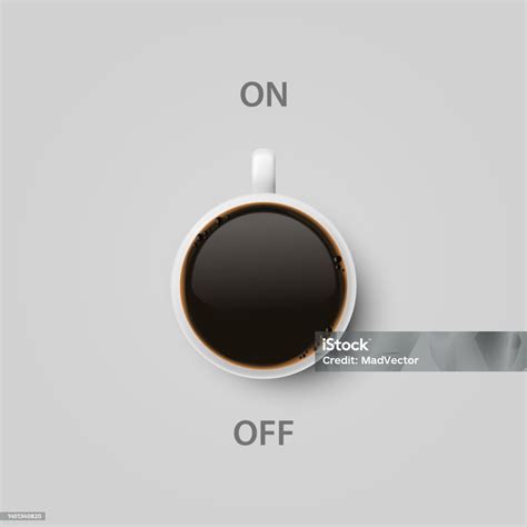 벡터 3d 현실적인 오프 화이트 세라믹의 커피와 스위치 화이트크에 도자기 커피 머그잔 커피 컵 아이콘입니다 커피 컵과 컨셉