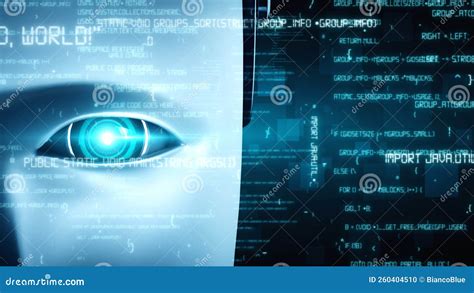 Futuristic Robot Artificial Intelligence Huminoid Ai Programming Coding Stock Illustration