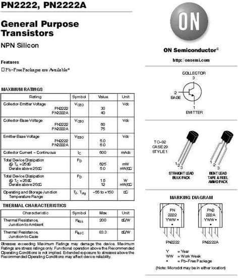 Explore The Pn2222a Npn Transistor Datasheet Specs Pinout And Applications