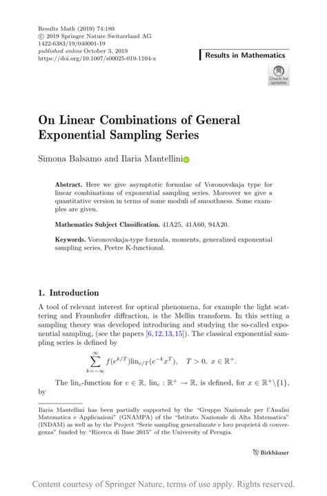 On Linear Combinations Of General Exponential Sampling Series Request Pdf