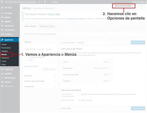 Asignar clases CSS a elementos del menú en WordPress
