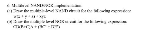Solved 6 Multilevel Nandnor Implementation A Draw