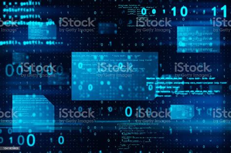 추상 빛나는 파란색 코딩 배경 바이너리 코드 기술 데이터 및 인터넷 개념 3d 렌더링 네트워크 보안에 대한 스톡 사진 및 기타 이미지 Istock