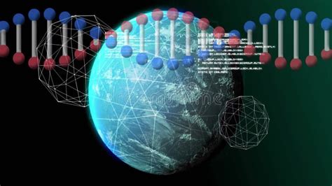 Dna Strand And Molecular Structure Animation Over Earth With Network